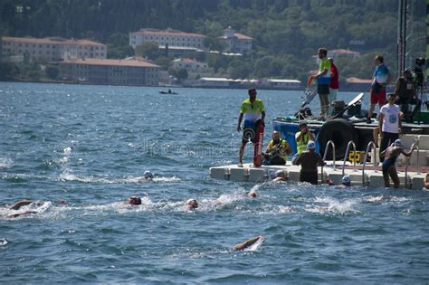 Swimmers In Finish Of Samsung Bosphorus Editorial Image Image Of
