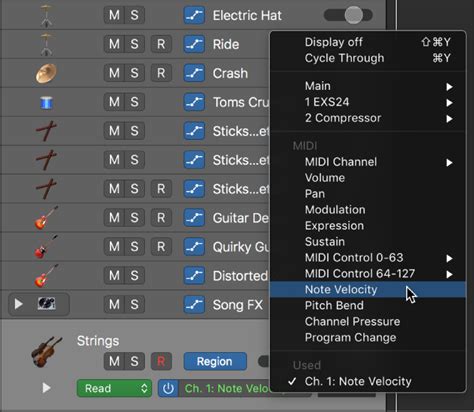 Region Automation Note Velocity — Logic Pro X Keyboard Command Of The Day — Learning At The