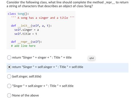 Solved Consider The Following Class What Line Should Chegg Com