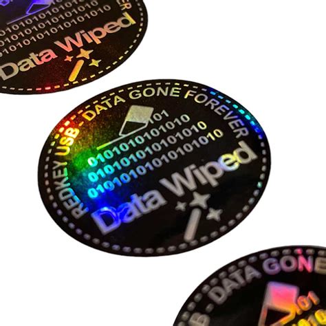Data Wiped Stickers X100 Visual Proof Of Secure Data Erasure Redkey Usb
