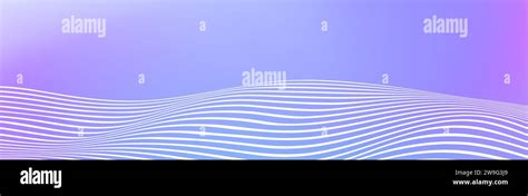 Abstract White Wave Lines On Purple Gradient Background Wide Banner With Curve Liquid Stripes