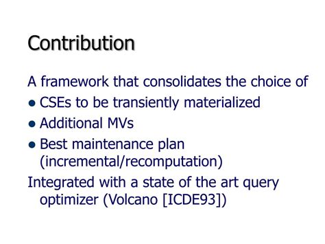 Ppt Materialized View Selection And Maintenance Using Multi Query Optimization Powerpoint