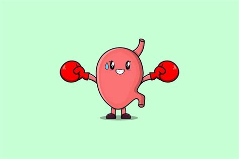 복싱 글러브와 귀여운 세련된 디자인으로 스포츠를 하는 귀여운 위장 마스코트 만화 프리미엄 벡터