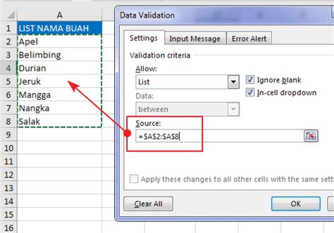 Cara Menciptakan Dropdown List Dengan Data Validation Excel