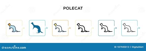 Polecat Vector Icon In 6 Different Modern Styles Black Two Colored Polecat Icons Designed In
