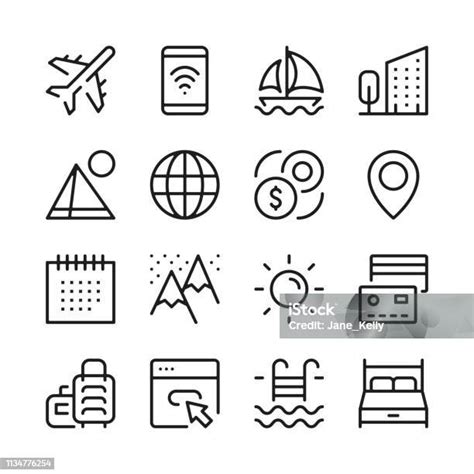 관광 및 휴가 라인 아이콘을 설정 합니다 현대 그래픽 디자인 개념 간단한 개요 요소 컬렉션입니다 벡터 선 아이콘 신용 카드에 대한 스톡 벡터 아트 및 기타 이미지 Istock