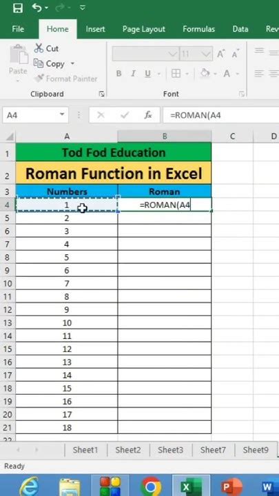 Roman Function In Microsoft Excel Msexcel Shorts Computer Education Youtube