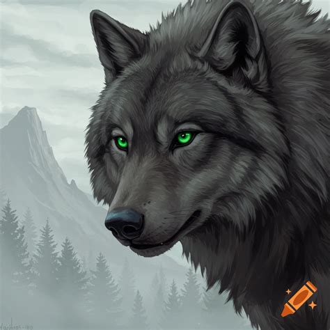 Red Wolf With Green Eyes