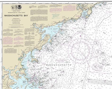 Massachusetts Bay 2013 Nautical Map Boston Cohasset Marblehead