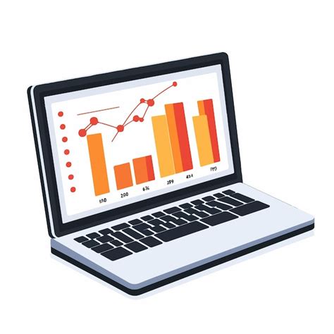 Data Analysis Chart On Laptop Screen With Graph On Computer Monitor
