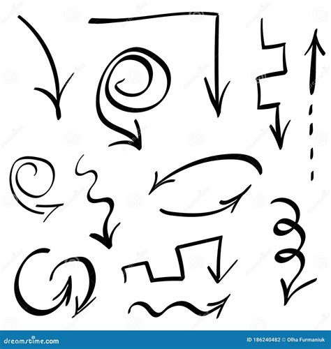 Hand Drawn Elements Set Of Arrows Simple Vector Logos Direction Indicators Pointers And