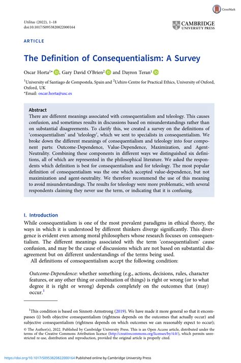 Pdf The Definition Of Consequentialism A Survey
