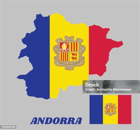 Map Outline And Flag Of Andorra And The Country Name A Vertical