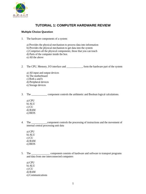 01 Computer Hardware Intro Pdf Computer Data Storage Central Processing Unit