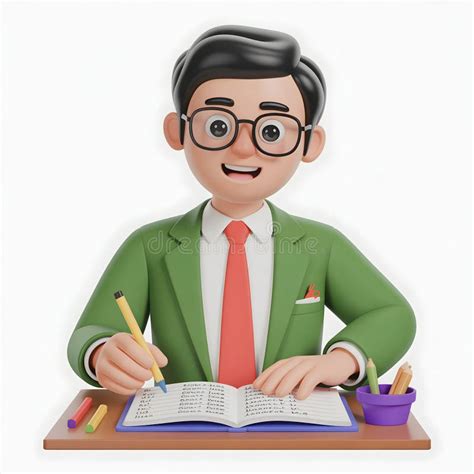 A Cartoon Person Writing A Book