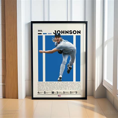 Randy Johnson Poster Baseball Prints Sports Poster Baseball Player