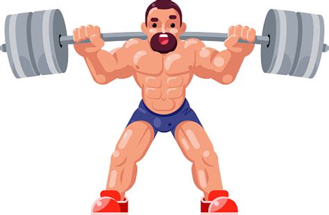 바 벨 근육 스포츠 요새와 운동 역도 운동 아름 다운 몸 피트 니스 평면 디자인 절연 흰색 벡터 일러스트 레이 션 강철에 대한 스톡 벡터 아트 및 기타 이미지 Istock