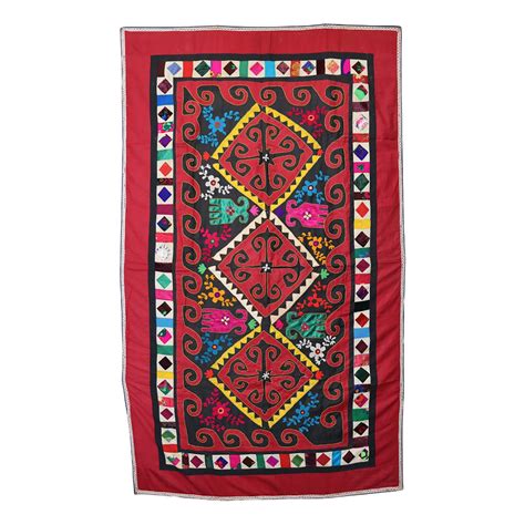 Vintage Embroidered Uzbek Wall Hung Patchwork Tapestry 1920s Chairish