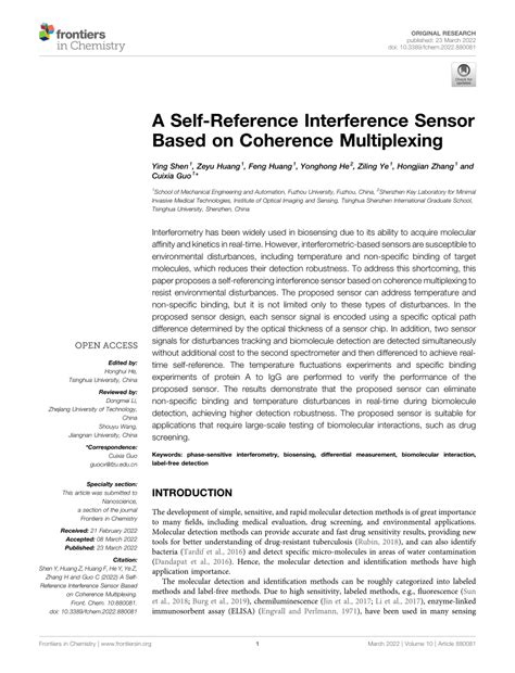 Pdf A Self Reference Interference Sensor Based On Coherence Multiplexing