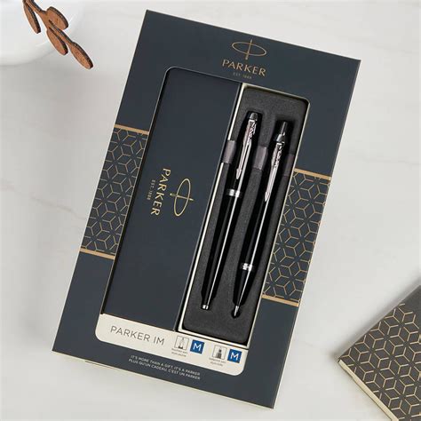 Personalised Parker Im Ballpoint And Fountain Pen T Set Gloss Black