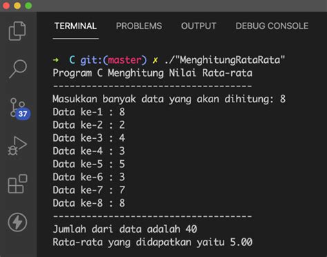 program c untuk menghitung rata rata bilangan ayam koding