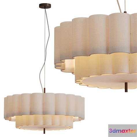 Folia Large Scalloped Natural Linen Pendant 3d Max 3dmaxter