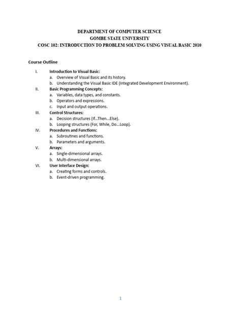 Cosc 102 Lecture Note 20222023 Pdf