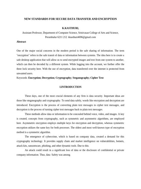 New Standards For Encryption And Secure Data Transfer Pdf Cryptography Encryption