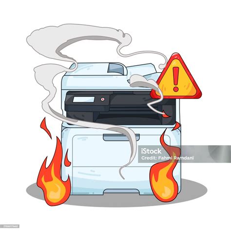 Printer Fire Stock Illustration Download Image Now Business Computer Computer Cable Istock