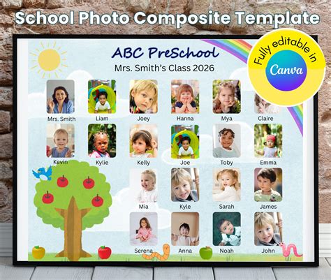 School Class Composite Template For Canva Kindergarten School Photo
