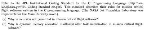 Solved Refer To The Jpl Institutional Coding Standard For The C