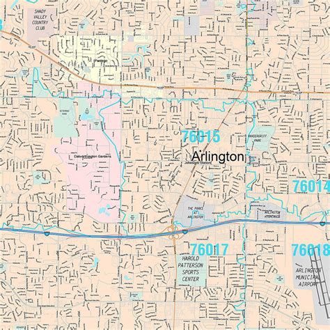 Premium Style Wall Map Of Arlington Tx Texas Map Store