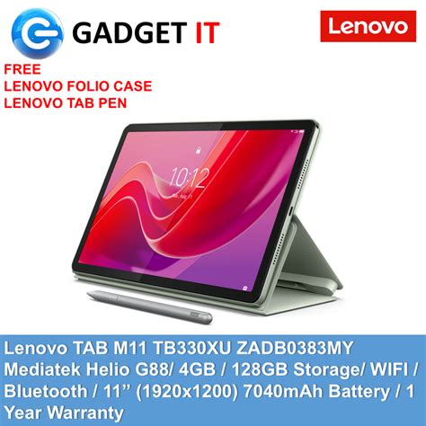 LENOVO TAB M11 TB 330XU ZADB0383MY ZADB0384MY TABLET HELIO G88 4GB 128GB WIFI BLUETOOTH 11