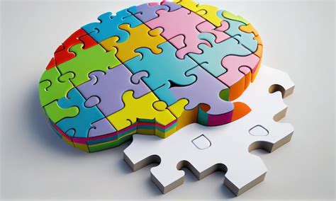 Premium AI Image Colored Puzzle Pieces Or Tangrams Forming A Human Brain Generat
