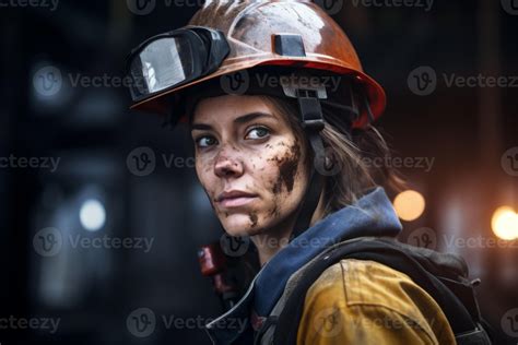 Female Miner In Helmet 44536749 Stock Photo At Vecteezy