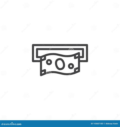 Withdraw Money From Atm Slot Line Icon Stock Vector Illustration Of Dollar Simple 143607185