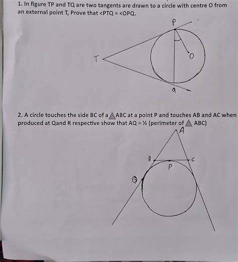 In Figure TP And TQ Are Two Tangents Are Drawn To A Circle With Centre