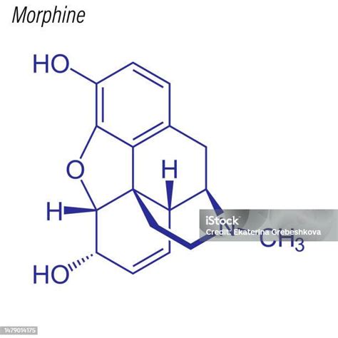 Vector Skeletal Formula Of Morphine Drug Chemical Molecule Stock