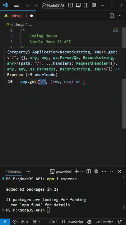 Create A Nodejs Rest Api 60 Seconds Javascript Tutorial Youtube