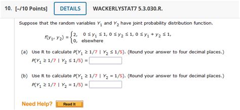 solved suppose that the random variables y1 and y2 have