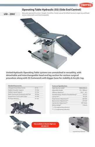 Electric Ot Table USI 2005 Plus Max At Best Price In Ghaziabad By United Surgical Industries