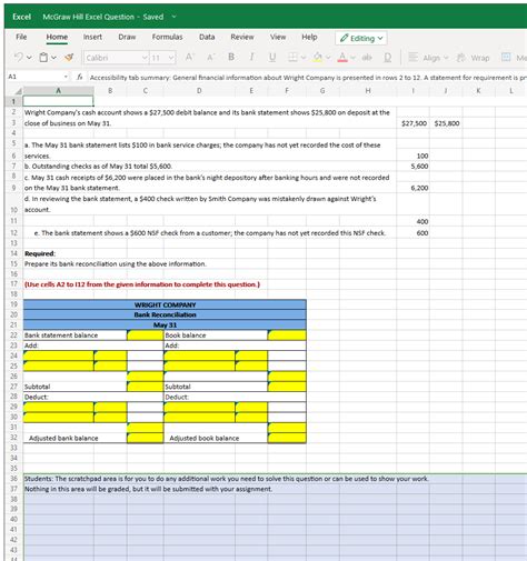 Solved Excel Mcgraw Hill Excel Question Saved File Home