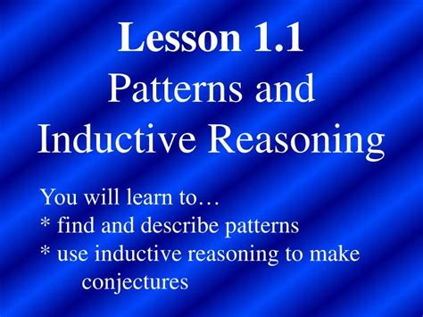 PPT Lesson Patterns And Inductive Reasoning PowerPoint Presentation ID