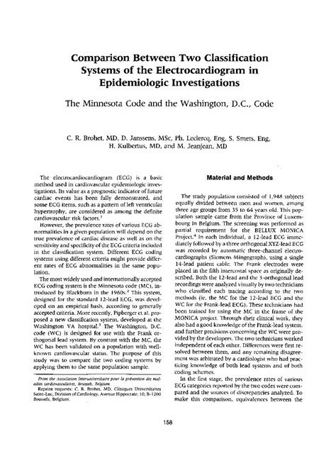 Pdf Comparison Between Two Classification Systems Of The Electrocardiogram In Epidemiologic