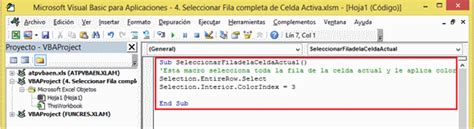 Seleccionar La Fila Completa De La Celda Activa En Excel