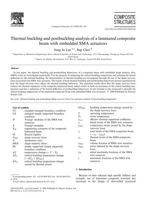 Pdf Thermal Buckling And Postbuckling Analysis Of A Laminated