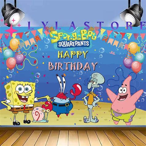 Spongebob Birthday Party Backdrop Banner 23 210cm 150cm