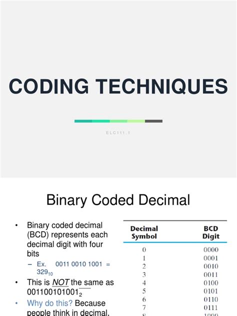 14 Coding Techniques Pdf Binary Coded Decimal Ascii