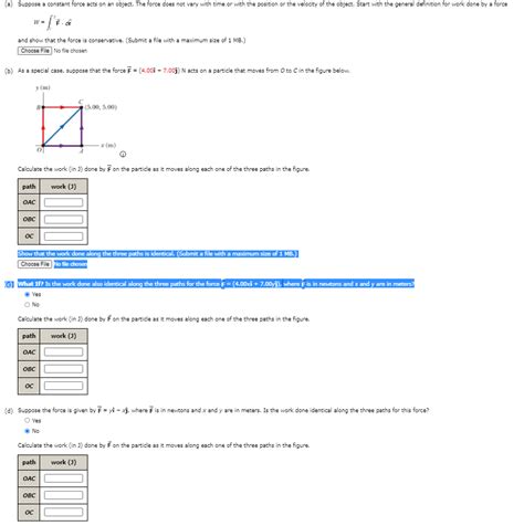 Solved A Suppose A Constant Force Acts On An Object The