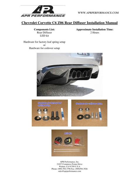 Pdf C6 Rear Diffuser Installation Manual Rear Diffuser